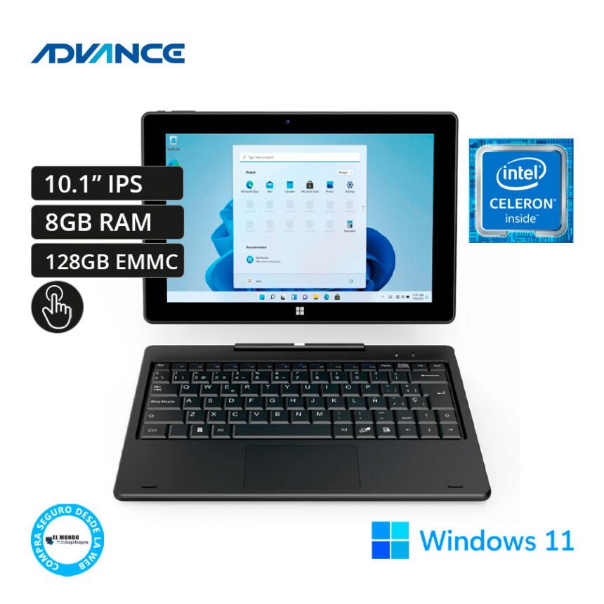 Advance CN4058 2 en 1 Celeron N4020, 8GB RAM, 128GB SSD, 10.1″ Táctil ...